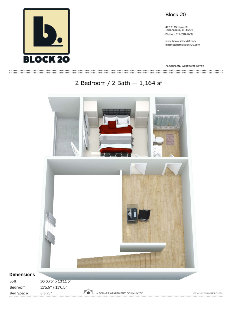 Whitcomb 2 Bedroom Floor Plan | Block 20