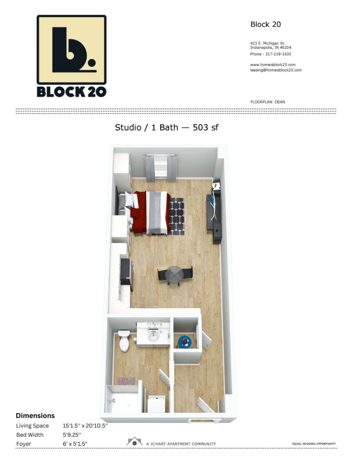 Dean Studio Floor Plan | Block 20